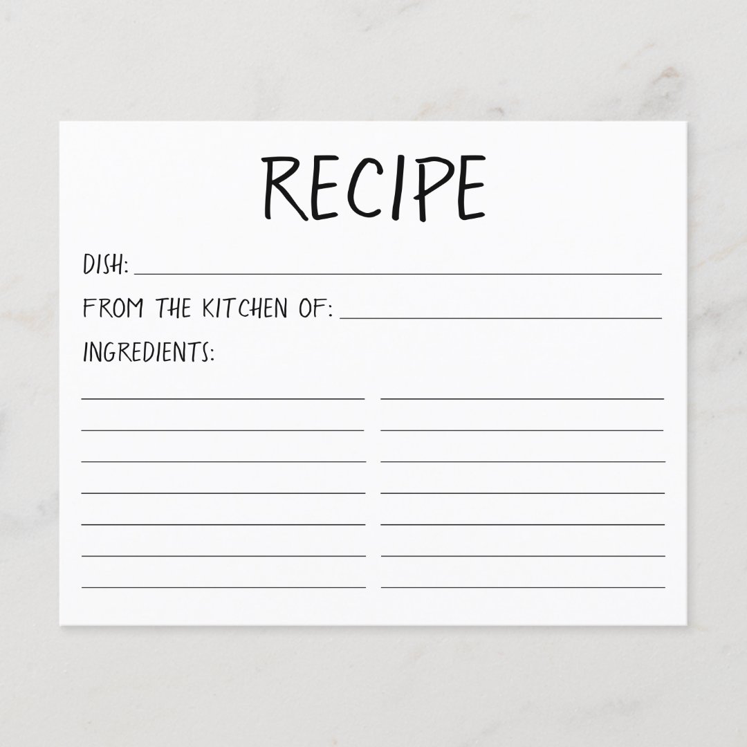 Modern Simple Recipe Card | Zazzle