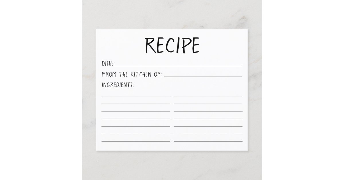 Modern Simple Recipe Card | Zazzle