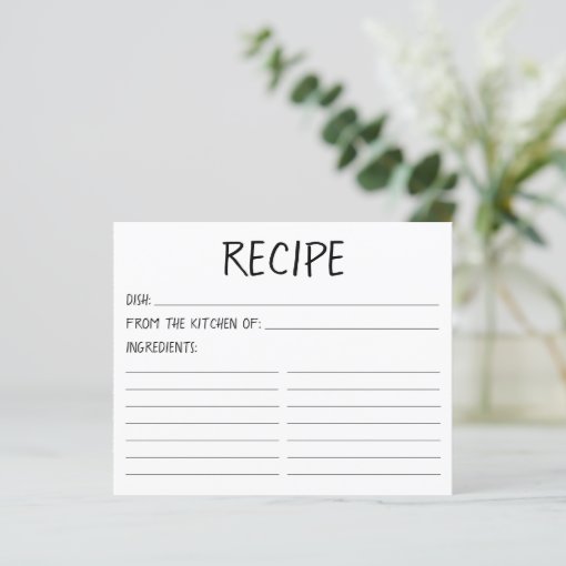 Modern Simple Recipe Card | Zazzle