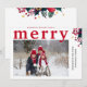 Modern Simple Red Merry Photo Holiday Card | Zazzle