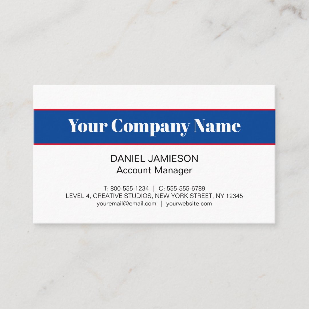 Modern Simple Red White and Blue Professional Business Card | Zazzle