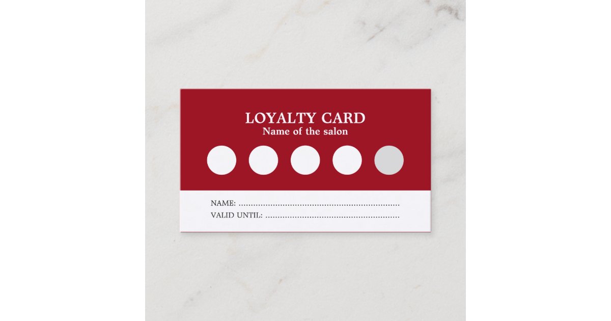 Modern Simple Red White Salon Loyalty Card | Zazzle.com