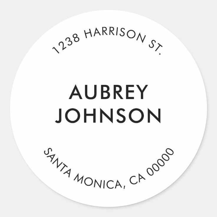 Modern Simple Return Address Classic Round Sticker | Zazzle