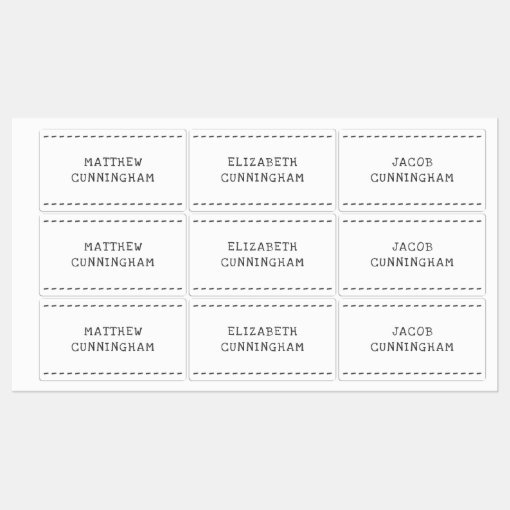 Modern Simple Rough Stitch Add Three Names Kids' Labels | Zazzle