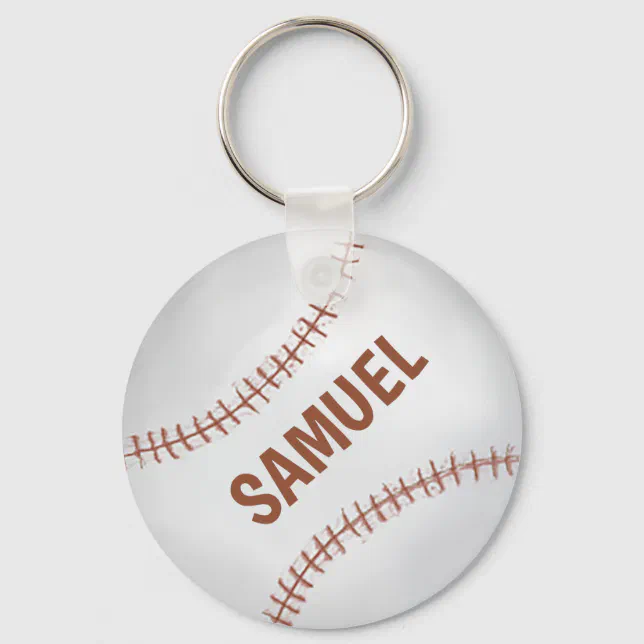 Modern Simple Rustic Baseball Sports Custom Keychain | Zazzle