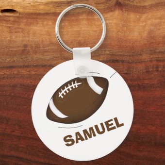 Modern Simple Rustic Football Sports Custom Keychain | Zazzle