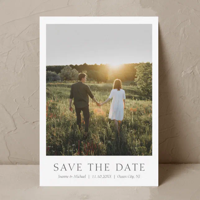 Modern Simple Save The Date Photo Card QR code | Zazzle