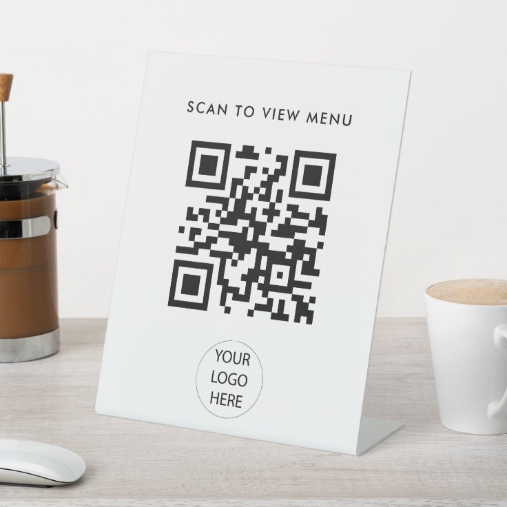 Modern Simple Scan QR Code Menu Business Pedestal Sign | Zazzle
