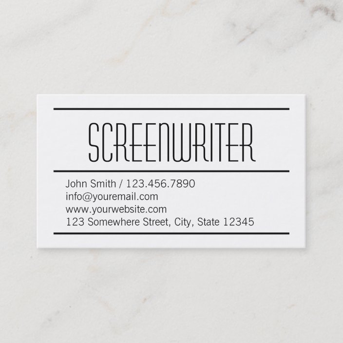 Modern Simple Screenwriter Business Card | Zazzle.com