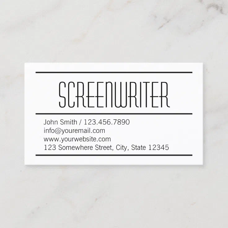 Modern Simple Screenwriter Business Card | Zazzle