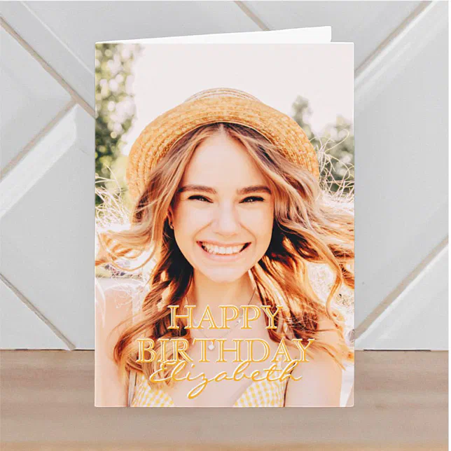 Modern Simple Script Photo Birthday Greeting Card | Zazzle