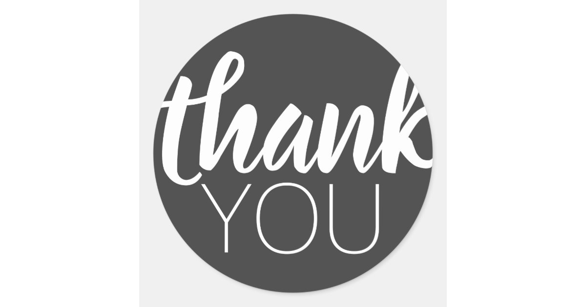 Modern Simple Script Thank You Black Classic Round Sticker | Zazzle