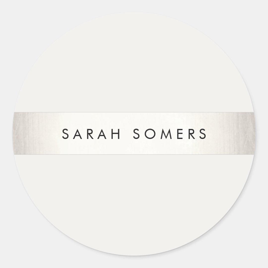 Modern Simple Silver and White Striped Classic Round Sticker | Zazzle