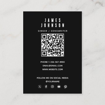 Modern Simple Singer Musician Photography Business Card | Zazzle