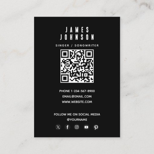 Modern Simple Singer Musician Photography Business Card | Zazzle