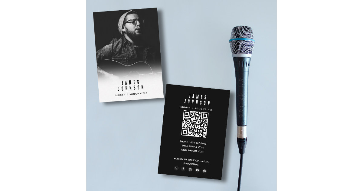 Modern Simple Singer Musician Photography Business Card | Zazzle