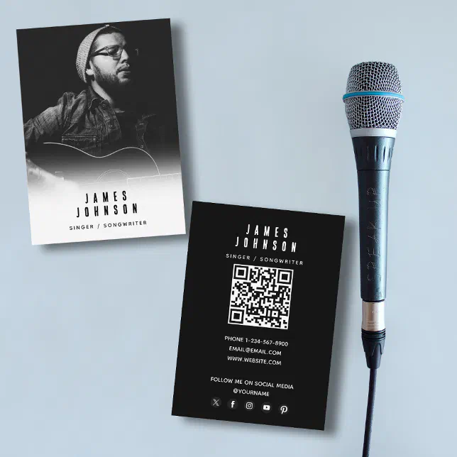 Modern Simple Singer Musician Photography Business Card | Zazzle