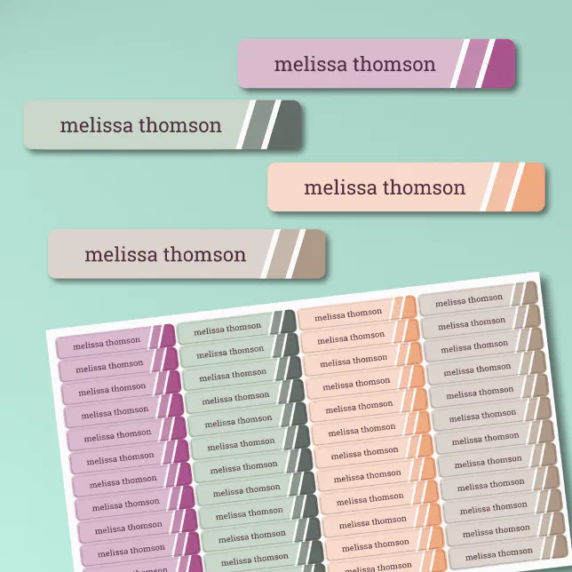 Modern Simple Soft Pastel Colors Name Kids' Labels | Zazzle