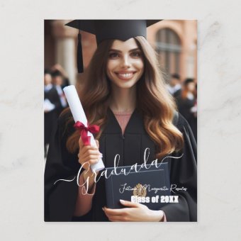 Modern Simple Spanish Photo Script Grad Invitation | Zazzle