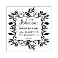 Modern Simple Square Floral Wreath Return Address Rubber Stamp | Zazzle