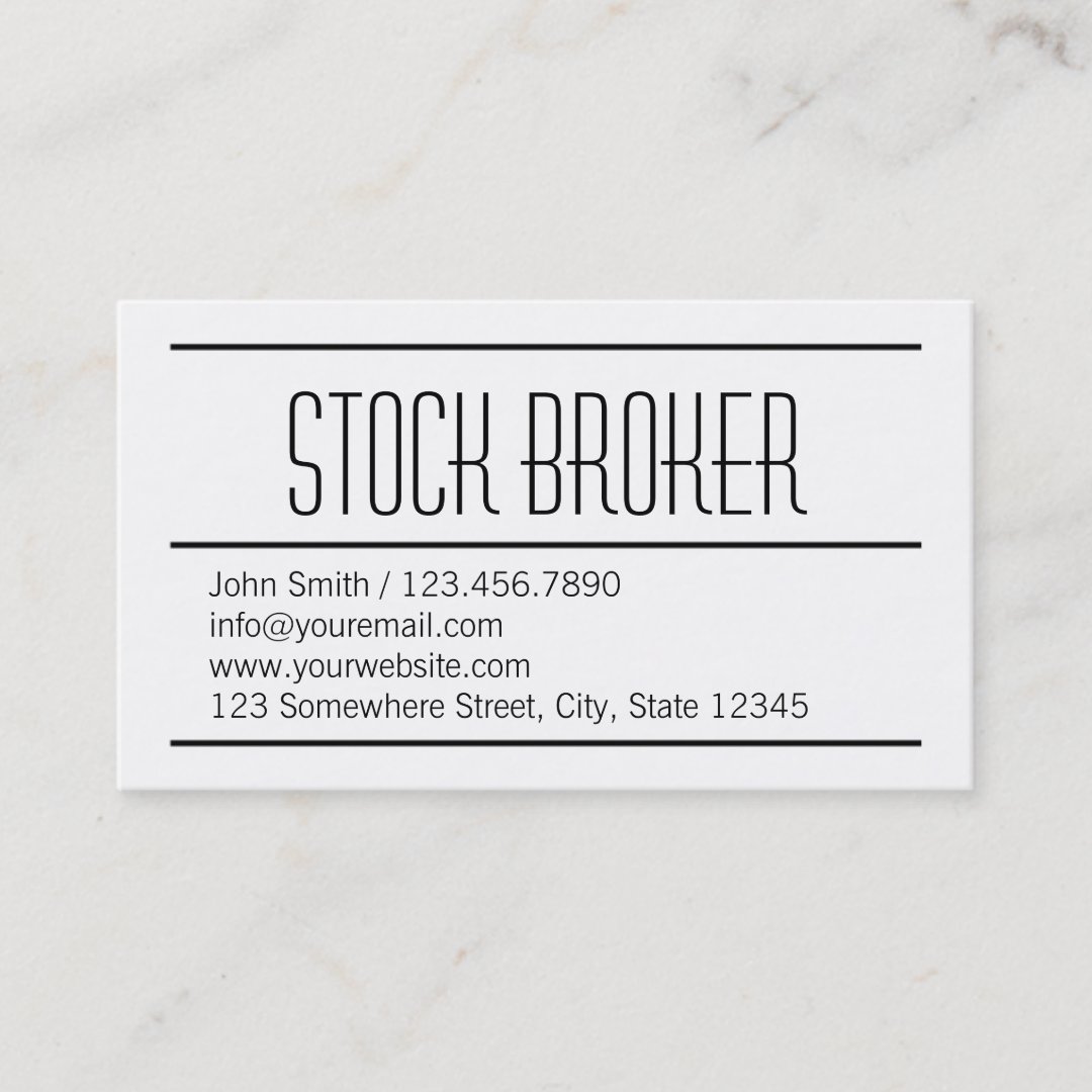 Modern Simple Stock Broker Business Card | Zazzle
