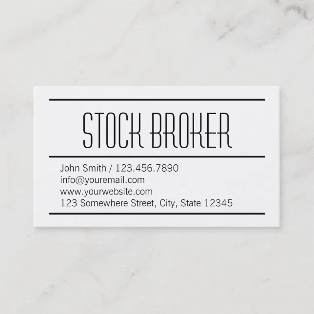 Modern Simple Stock Broker Business Card | Zazzle