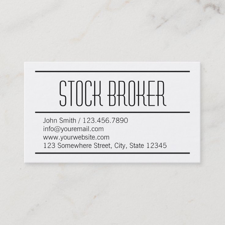 Modern Simple Stock Broker Business Card | Zazzle
