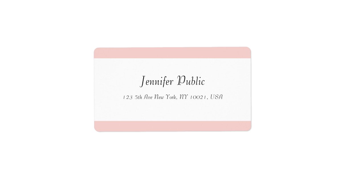 Modern Simple Template Blush Pink White Elegant Label | Zazzle
