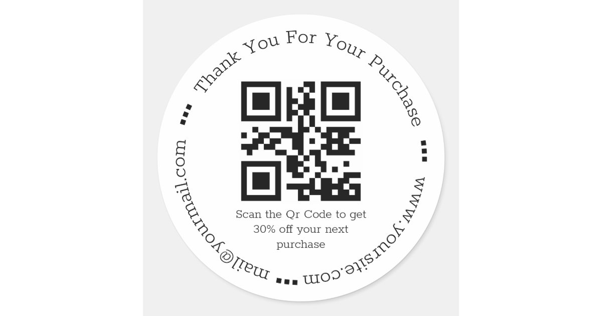 modern simple thank you business qr code classic round sticker | Zazzle