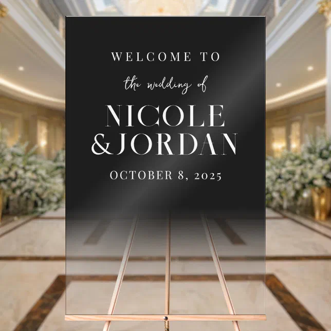 Modern Simple Transparent Wedding Welcome Acrylic Sign | Zazzle