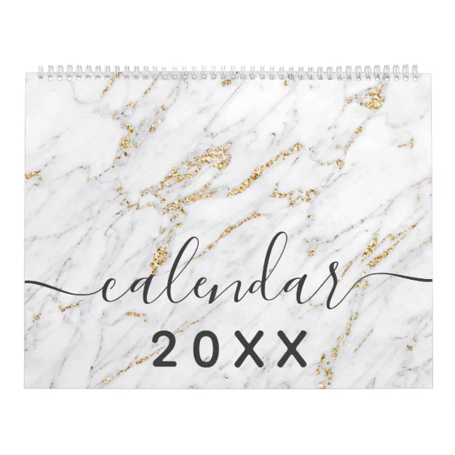 Modern simple trendy elegant chic marble patterns calendar | Zazzle