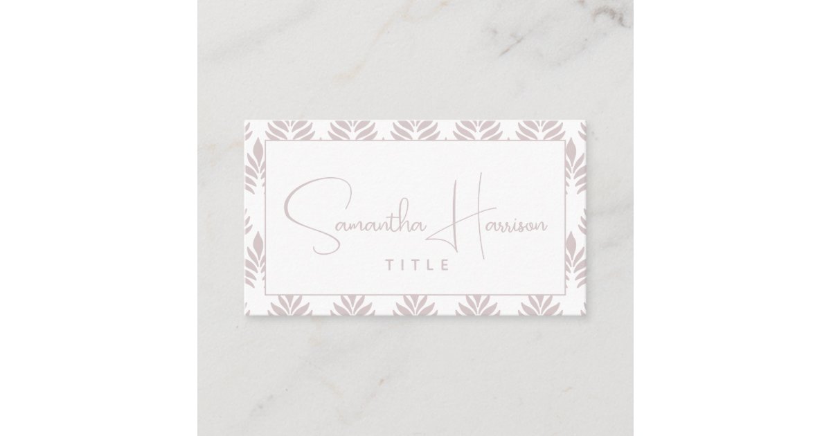 Modern Simple Typography Leaf Pattern Script Business Card | Zazzle