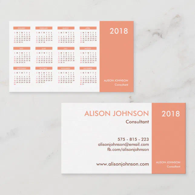 Modern Simple Unique Smart Calendar Business Card | Zazzle