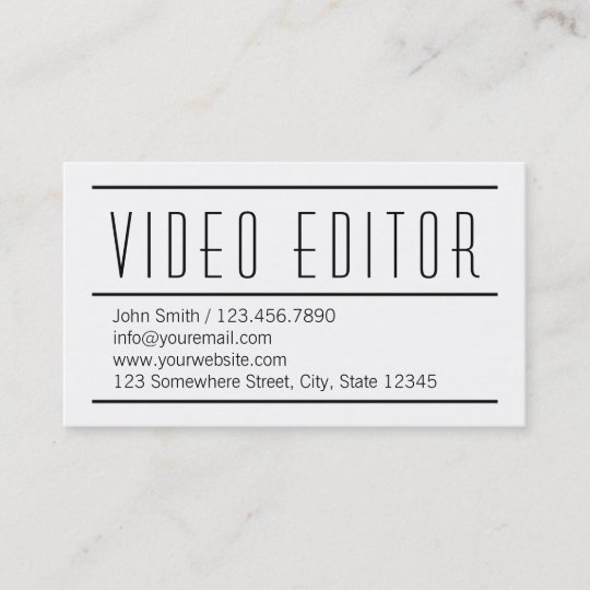 Modern Simple Video Editor Business Card | Zazzle.com