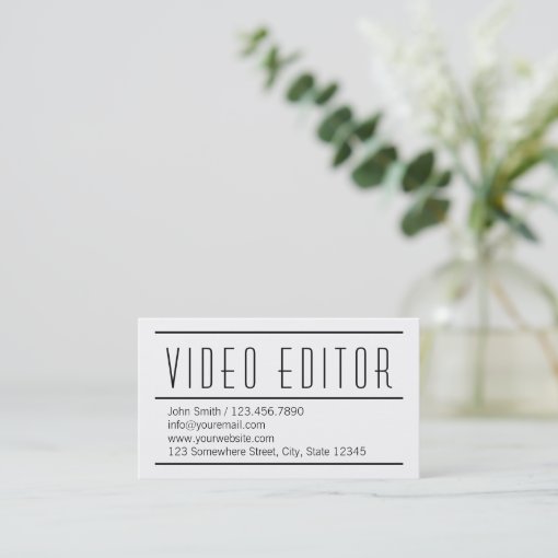 Modern Simple Video Editor Business Card | Zazzle