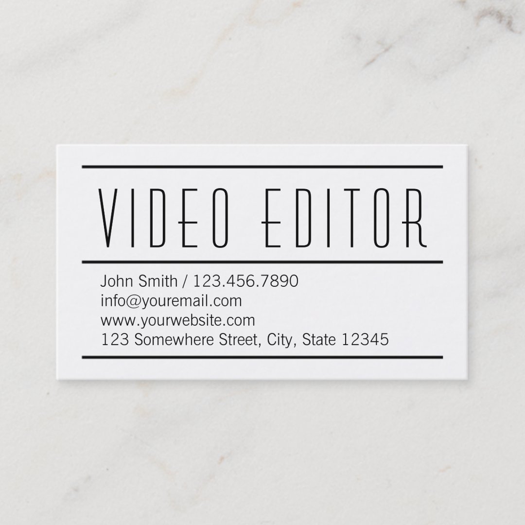 Modern Simple Video Editor Business Card | Zazzle