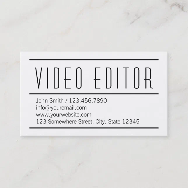 Modern Simple Video Editor Business Card | Zazzle