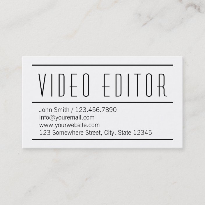 Modern Simple Video Editor Business Card | Zazzle