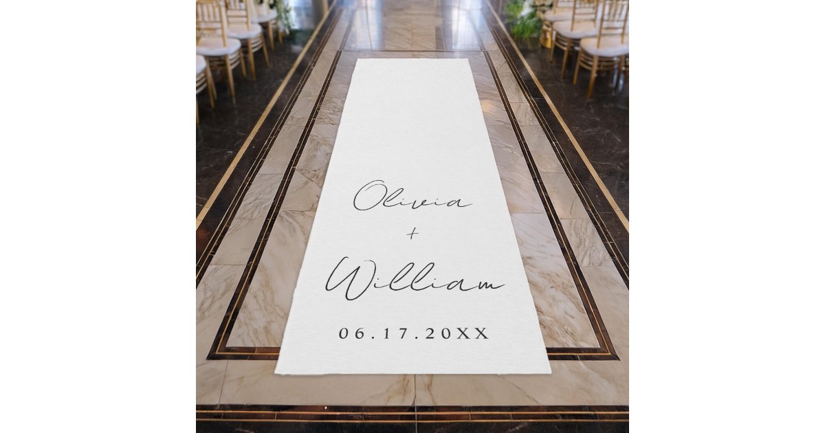 Modern Simple Wedding Aisle Runner Rug | Zazzle