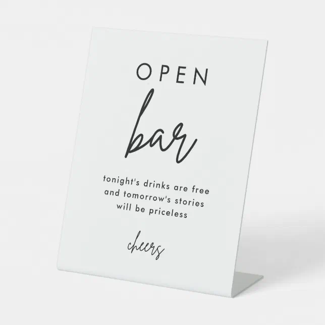 Modern Simple Wedding Open Bar Table Sign | Zazzle