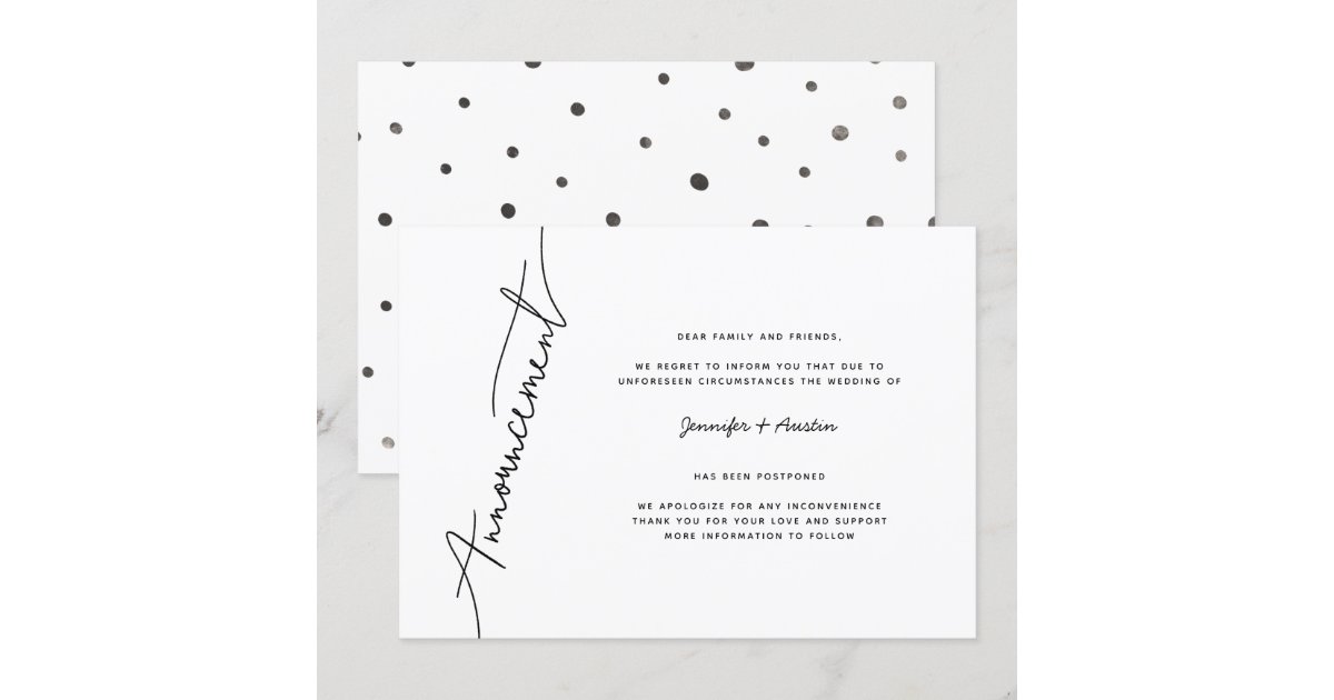 Modern Simple Wedding Postponement Announcement | Zazzle
