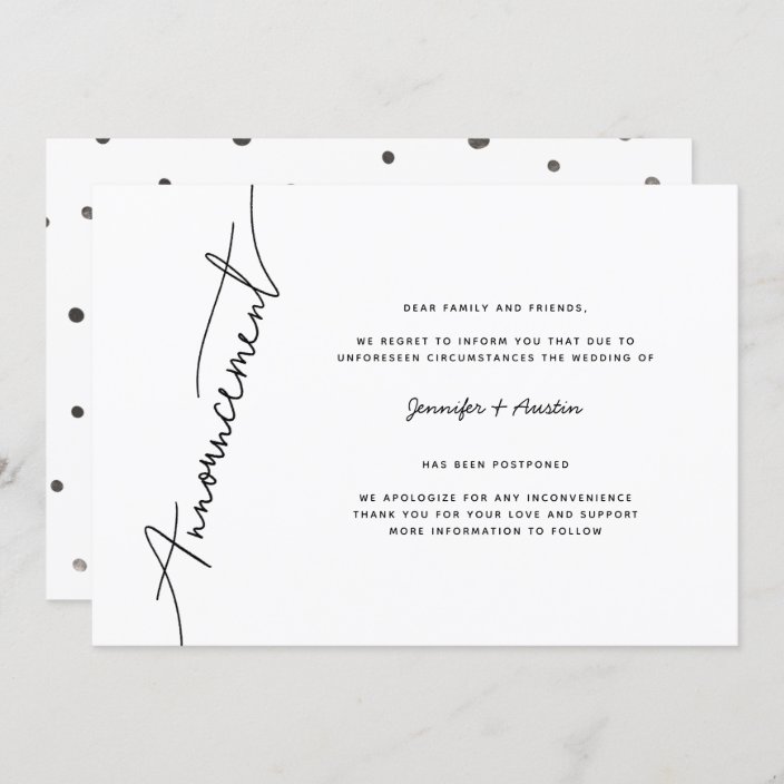 Modern Simple Wedding Postponement Announcement | Zazzle.com