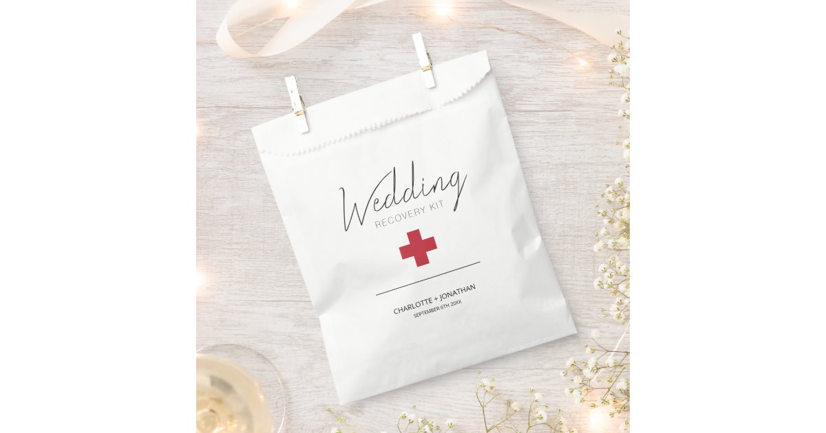 Modern Simple Wedding Recovery Kit Favor Bag | Zazzle