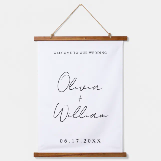 Modern Simple Wedding Welcome Hanging Tapestry | Zazzle