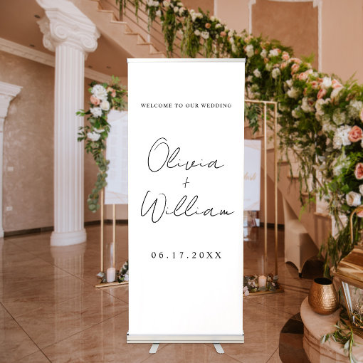 Modern Simple Wedding Welcome Retractable Banner | Zazzle