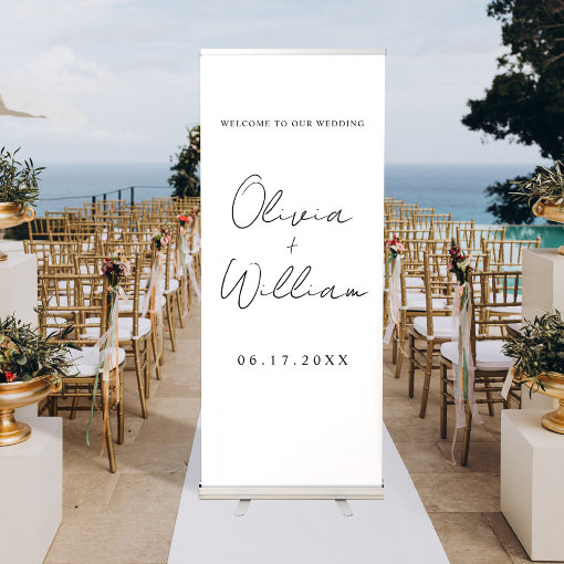 Modern Simple Wedding Welcome Retractable Banner | Zazzle