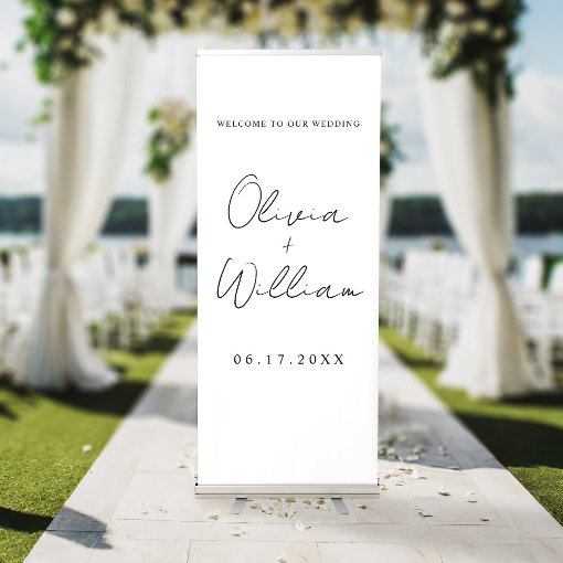 Modern Simple Wedding Welcome Retractable Banner | Zazzle
