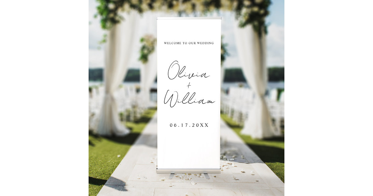 Modern Simple Wedding Welcome Retractable Banner | Zazzle