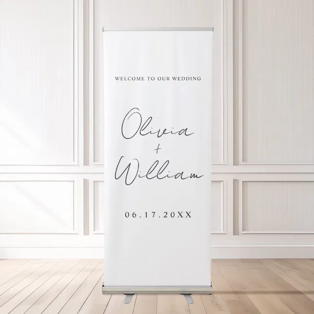 Modern Simple Wedding Welcome Retractable Banner | Zazzle