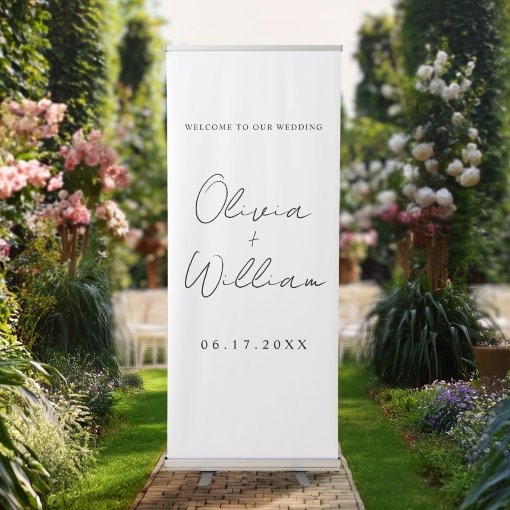 Modern Simple Wedding Welcome Retractable Banner | Zazzle